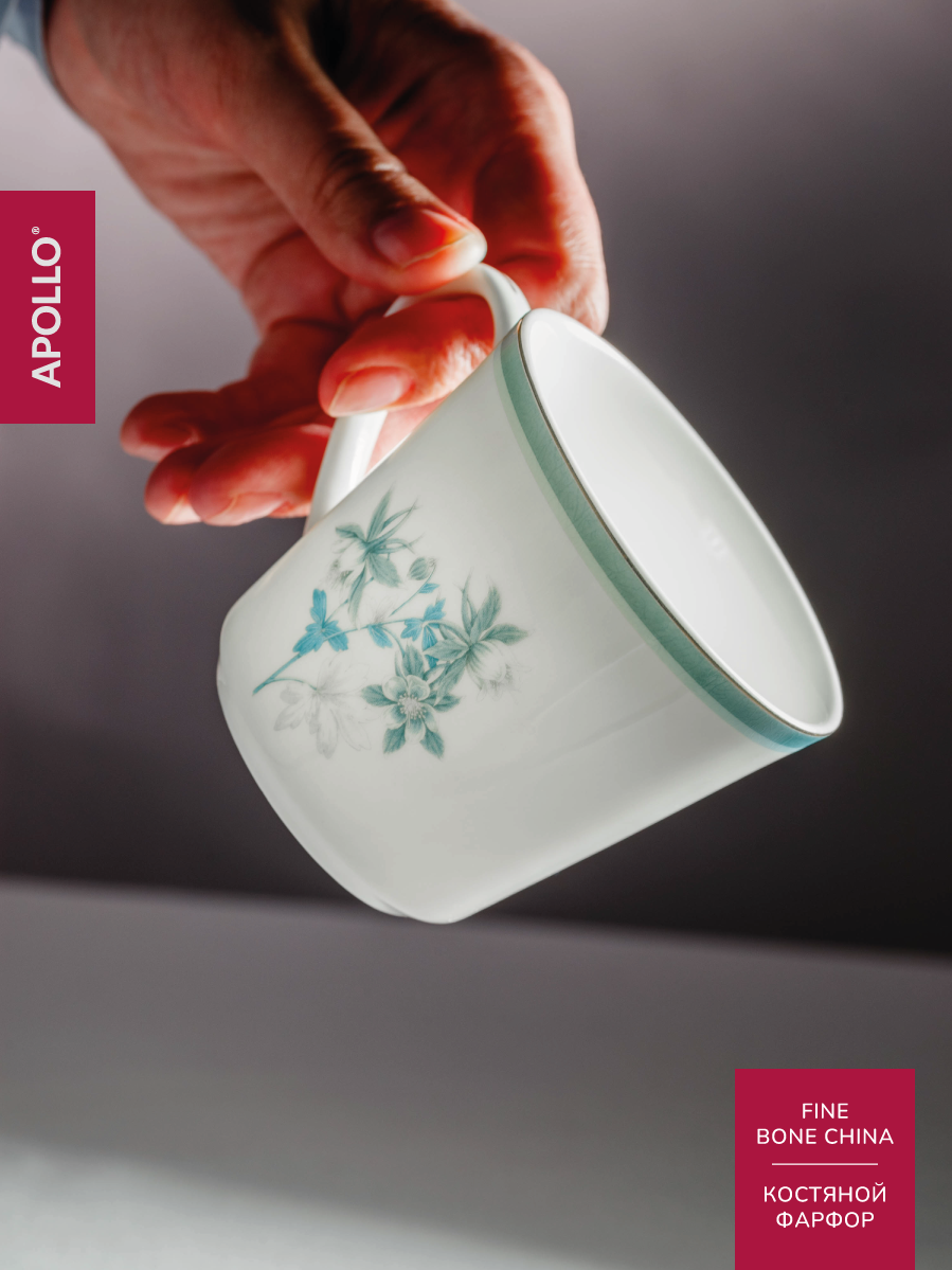 Чайная пара Apollo, кружка для чая с блюдцем, объем 220 мл, костяной фарфор