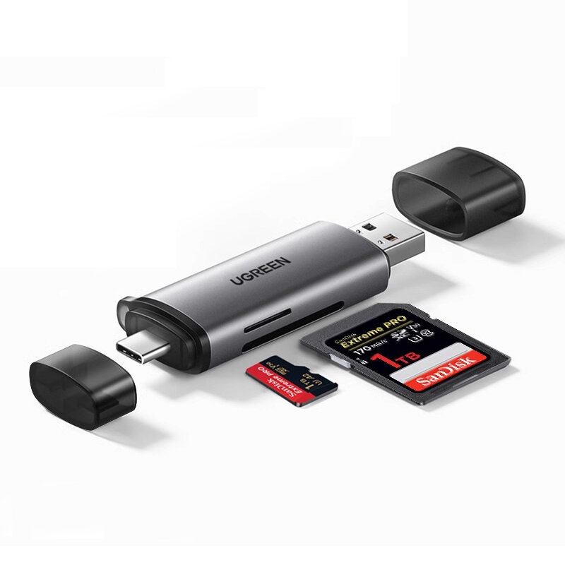 Считыватель карт UGREEN 50706 dual interface dual card, deep black, поддержка TF/SD карт