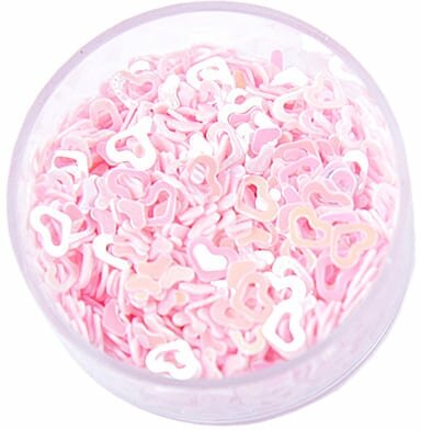 Блёстки нежно-розовые сердечки в баночке 10 грамм для рукоделия