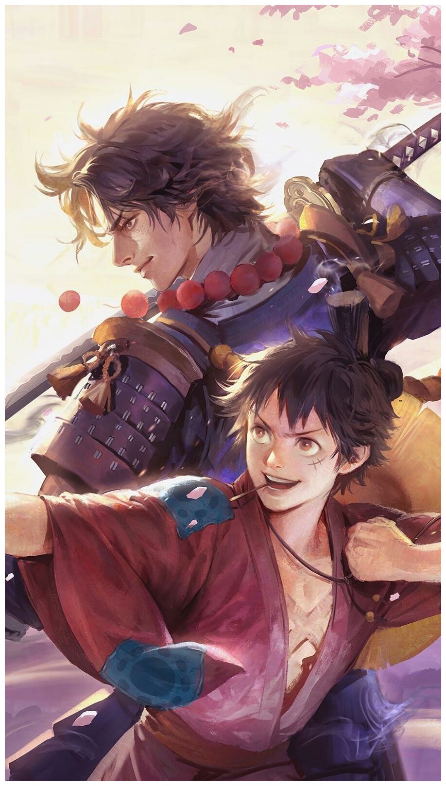 Постер / Плакат / Картина Ван-Пис. Луффи и Эйс 50х70 см в подарочном тубусе