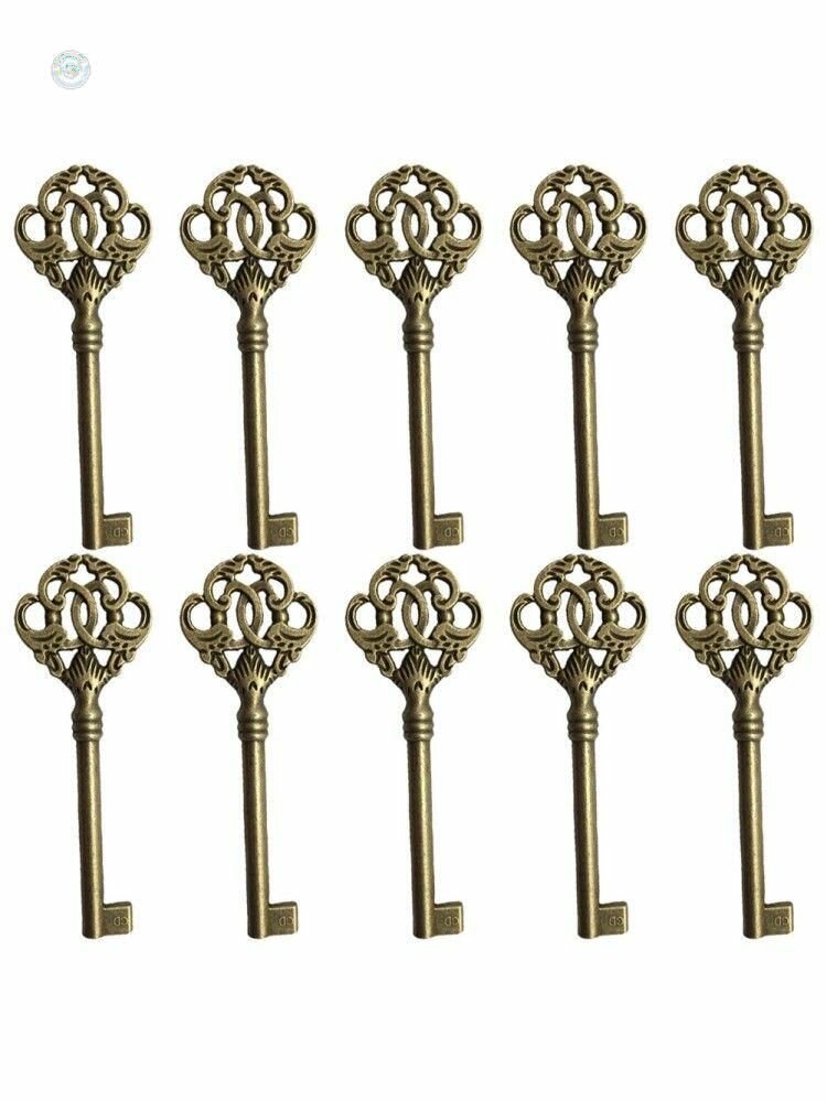 Винтажные бронзовые головки для ключей, 10 шт, антикварный дизайн 88*31 мм, мебельные ручки в стиле ретро для шкафов и комодов, легкая установка