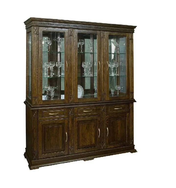 Буфет Верди рианна 160 из массива сосны 160х40х200 см, классический орех 3, 4 полки