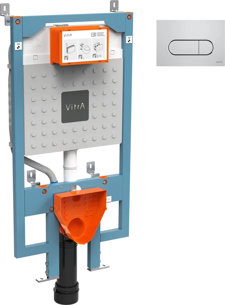 Комплект Инсталляция VitrA V8 768-5800-01 / Кнопка Root Round 740-2280 цвет хром