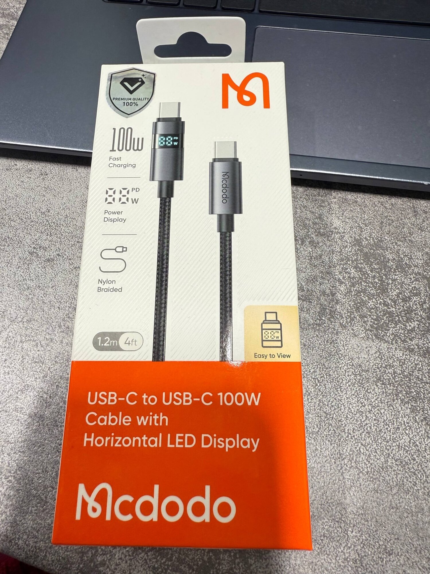 Кабель Mcdodo CA-561 Type-C Type-C 100W с горизонтальным дисплеем (черный)