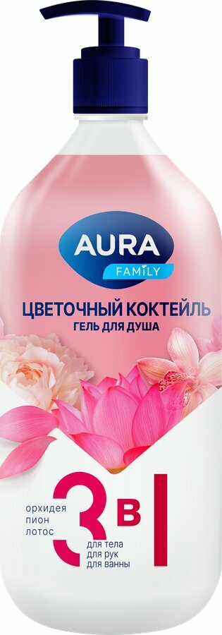 Гель для душа AURA Цветочный коктейль, 1000мл