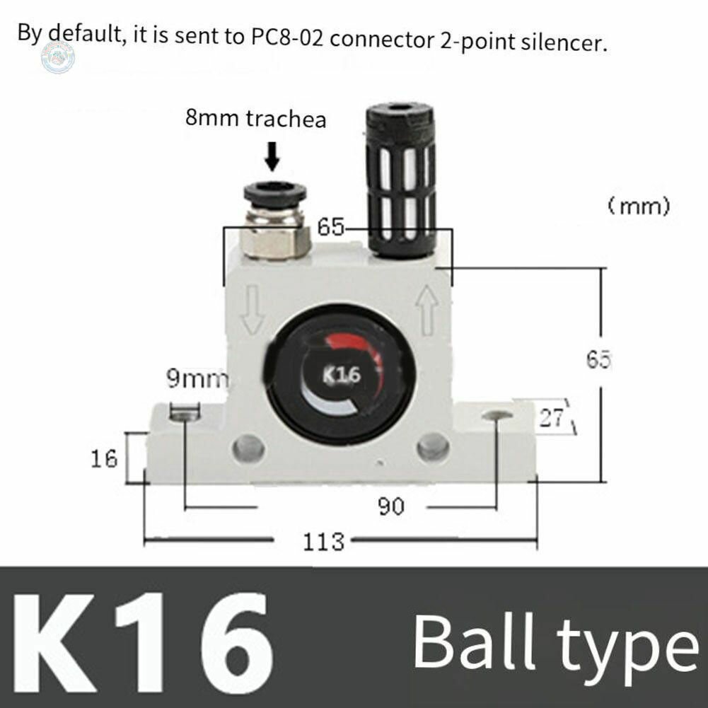 Пневматический шариковый вибратор для вибростолов и силосов, регулируемая частота, алюминиевый сплав, PT1/4, рабочее давление 0,15-0,8 МПа