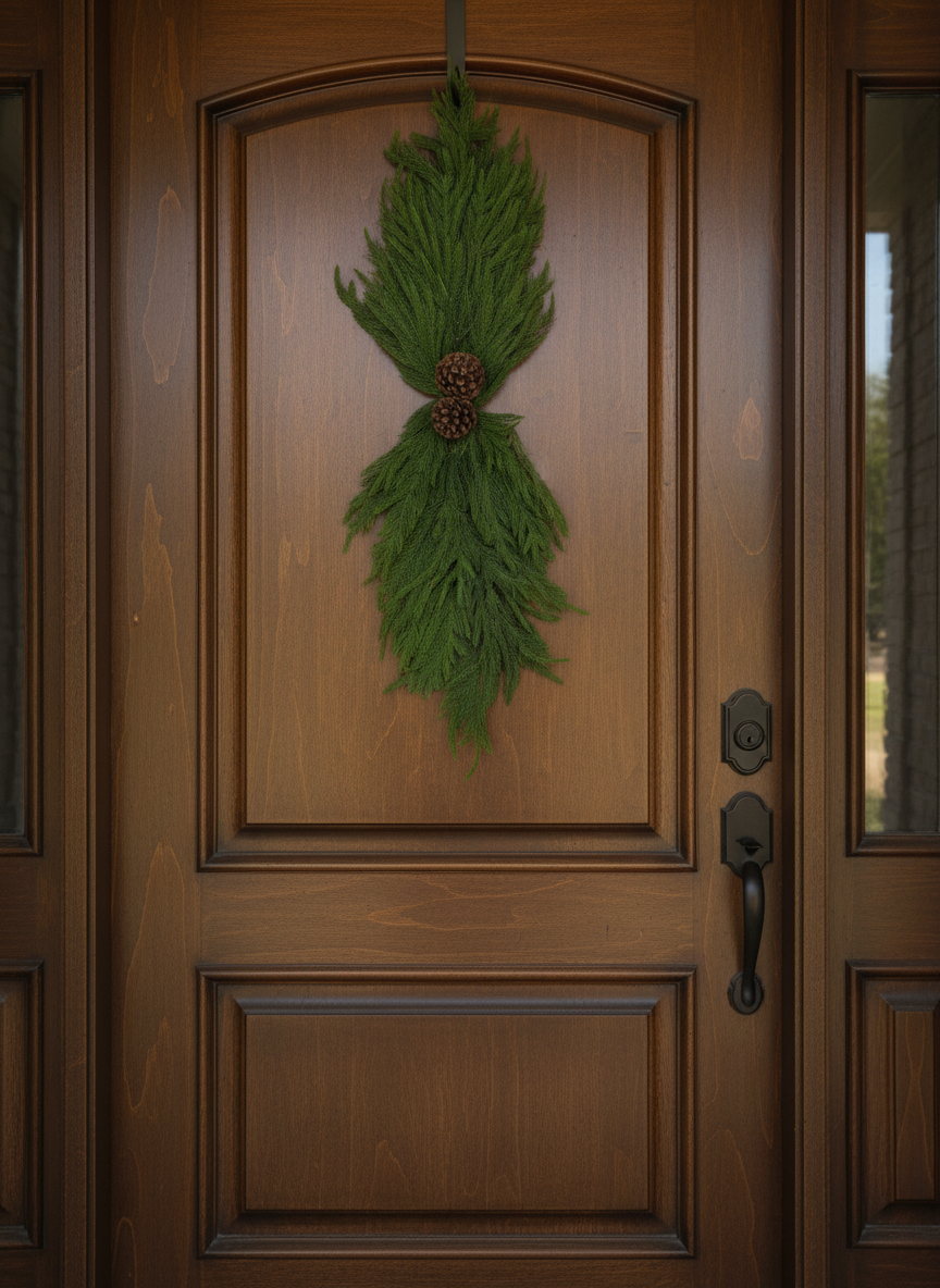 Рождественская хвойная гирлянда из литого силикона с шишками, зеленая, длина 110 см