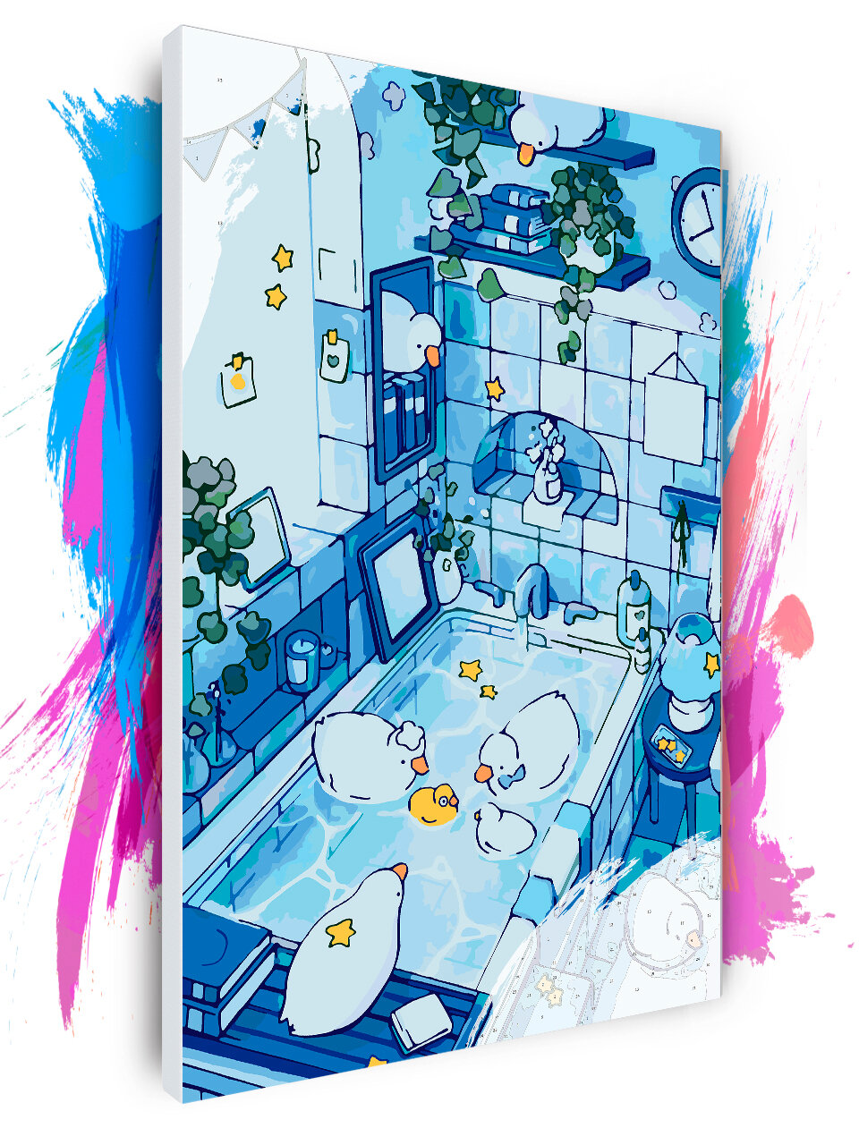 Картина по номерам на холсте Утки в ванне 2, 40 х 60 см