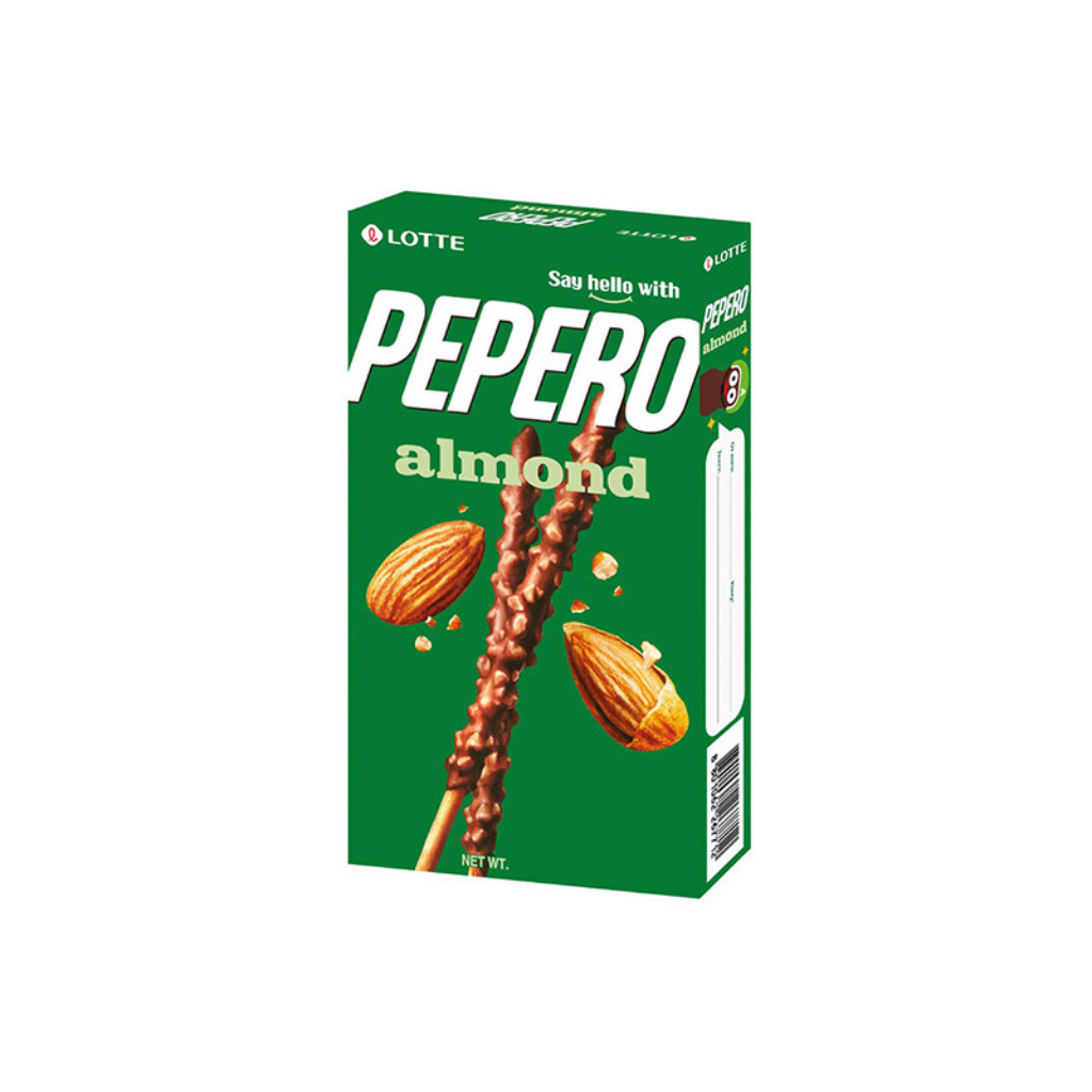 Хрустящие палочки Pepero Lotte в шоколаде с миндалем 36 г, Южная Корея