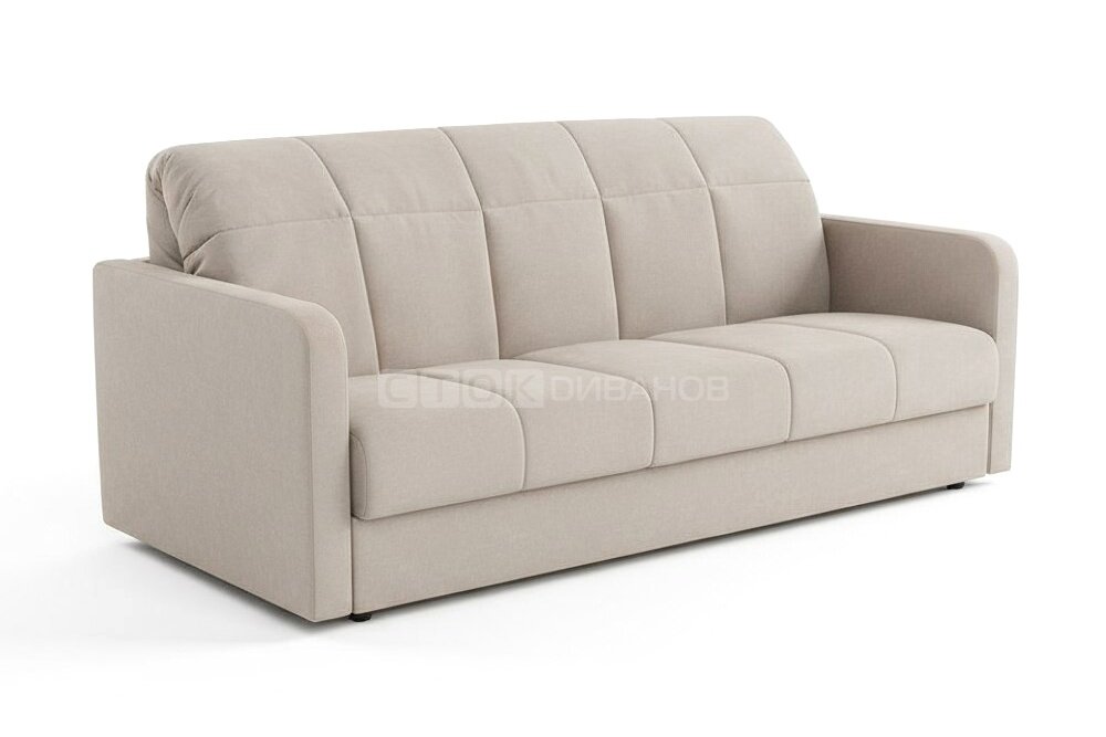 Диван Сток Диванов Стинг Beige бежевый велюр 200 см, механизм аккордеон на металлокаркасе