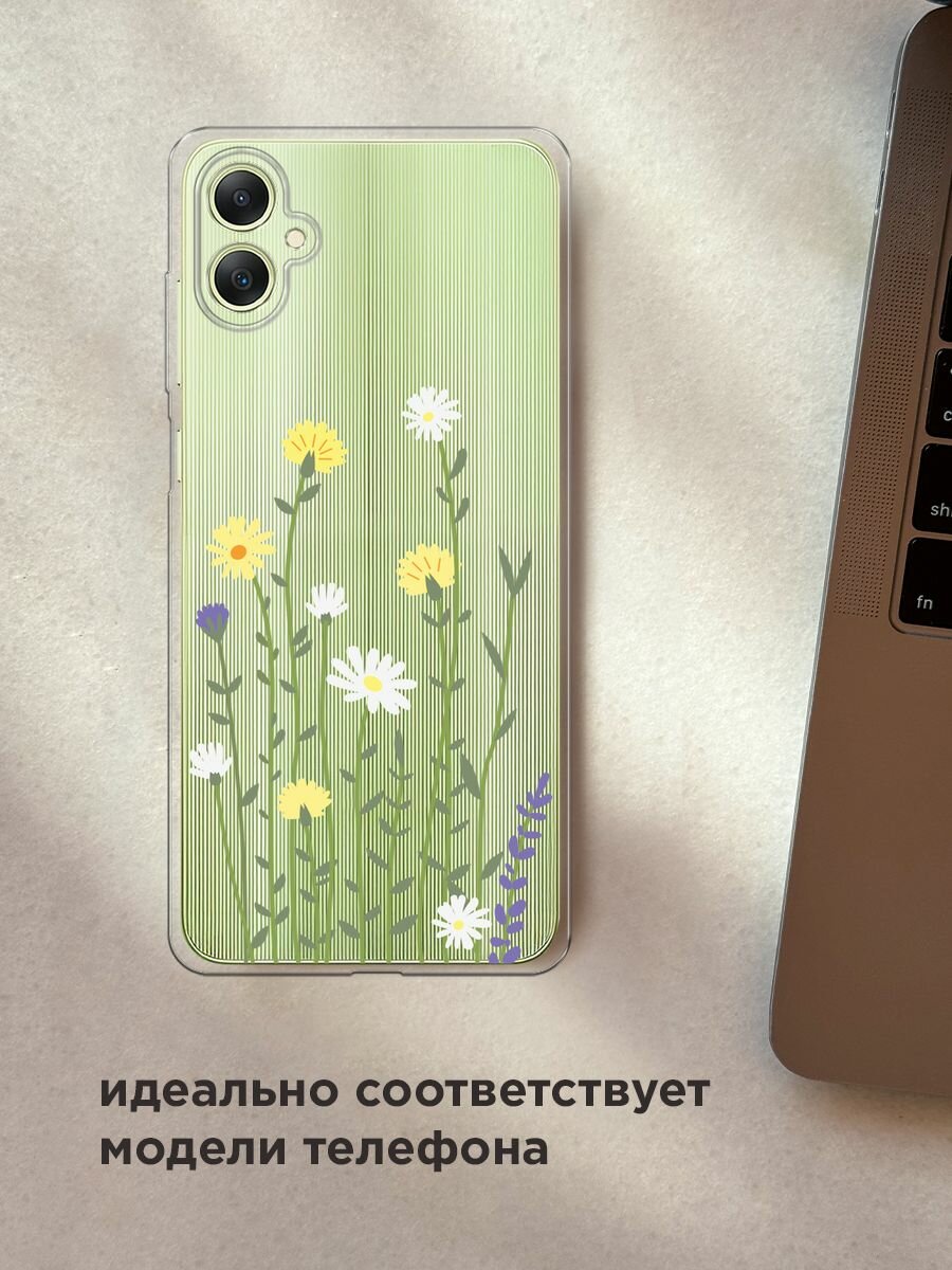 Чехол на Samsung Galaxy A06 / Самсунг Галакси А06 с принтом "Пучок полевых цветов", прозрачный — фото 1