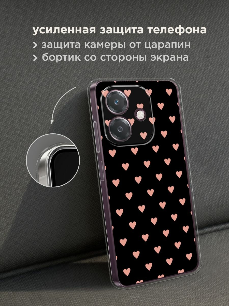 Чехол на Oppo A3/A3x / Оппо А3/A3x с принтом "Розовые сердечки" — фото 1