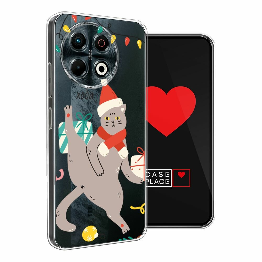 Чехол на Tecno Spark 30 Pro / Текно Спарк 30 Про с принтом Новогоднее хоба, прозрачный — фото 1