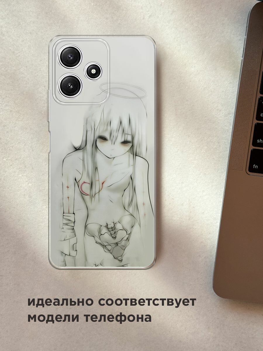 Чехол на Xiaomi Redmi 12 / Сяоми Редми 12 с принтом "Аниме рисунок чёрно-белый" — фото 1
