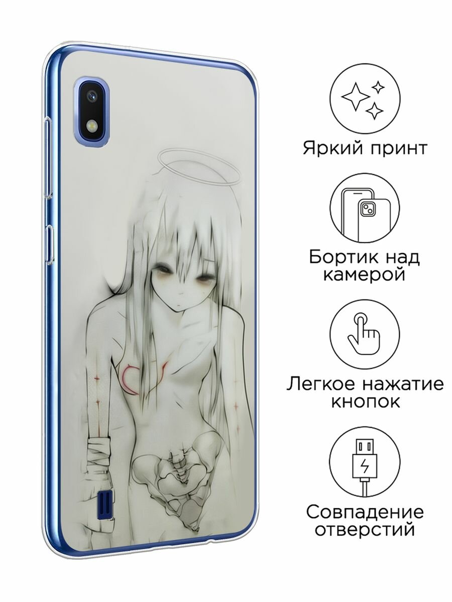 Чехол на Samsung Galaxy A10 / Самсунг Галакси А10 с принтом "Аниме рисунок чёрно-белый" — фото 1