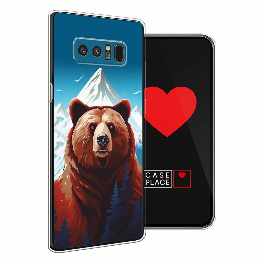 Чехол на Samsung Galaxy Note 8 / Самсунг Галакси Нот 8 с принтом "Горный медведь - 23 февраля" — фото 1