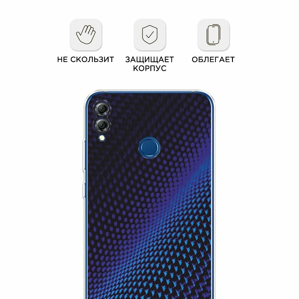 Силиконовый чехол на Honor 8X / Хонор 8Х с принтом "Синий карбон" — фото 1