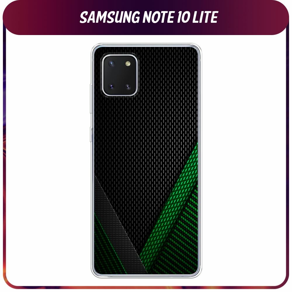 Чехол на Samsung Galaxy Note 10 Lite / Самсунг Гэлакси Нот 10 Лайт с принтом "Зеленый карбон"