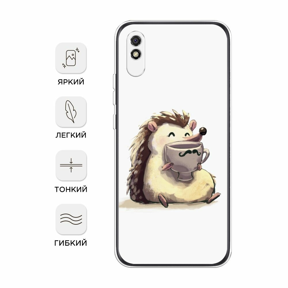 Чехол на Xiaomi Redmi 9A / Сяоми Редми 9А с принтом "Еж кофеман" — фото 1