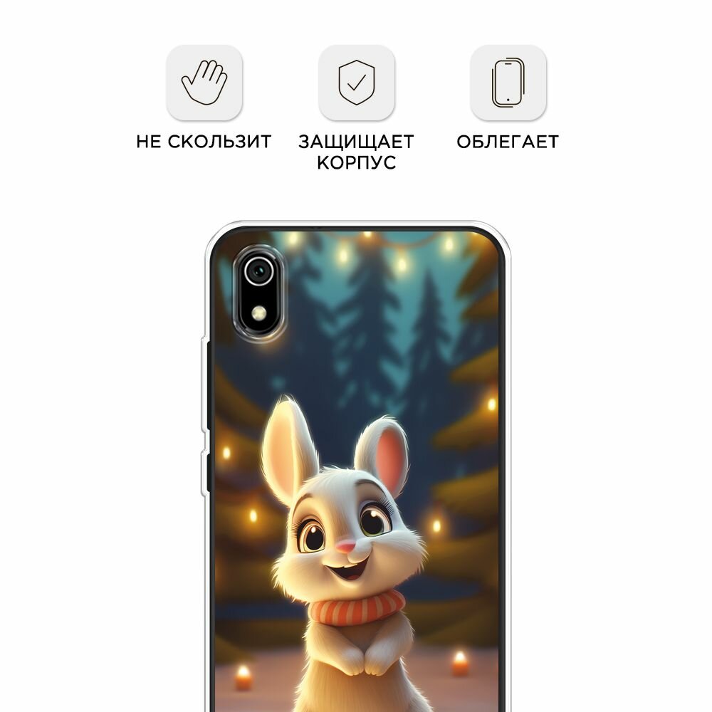 Чехол на Xiaomi Redmi 7A / Сяоми Редми 7А с принтом "Кролик среди свечей" — фото 1