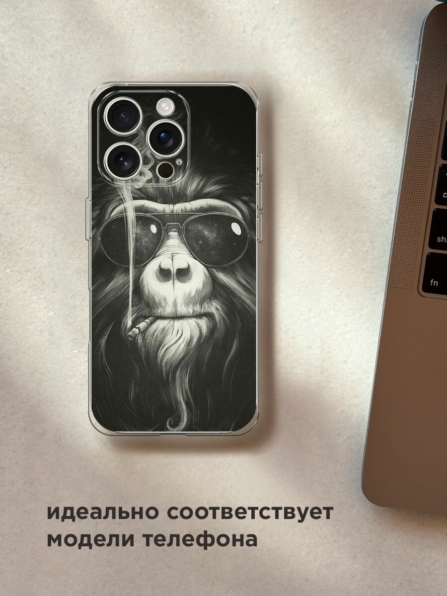 Чехол на Apple iPhone 16 Pro / Айфон 16 Про с принтом "Обезьяна в очках" — фото 1