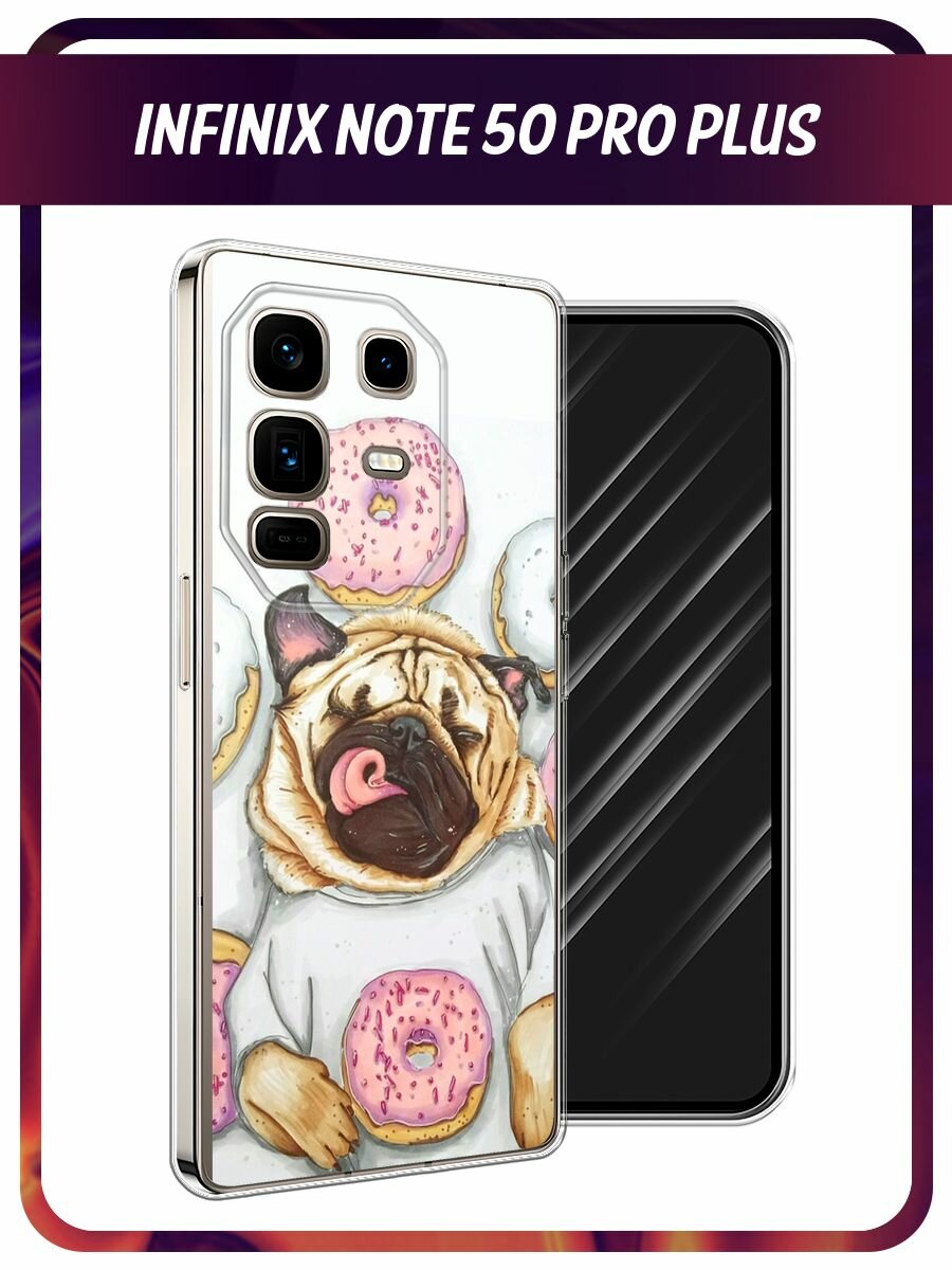 Чехол на Infinix Note 50 Pro + / Инфиникс Нот 50 Про + с принтом "Счастливый мопс"