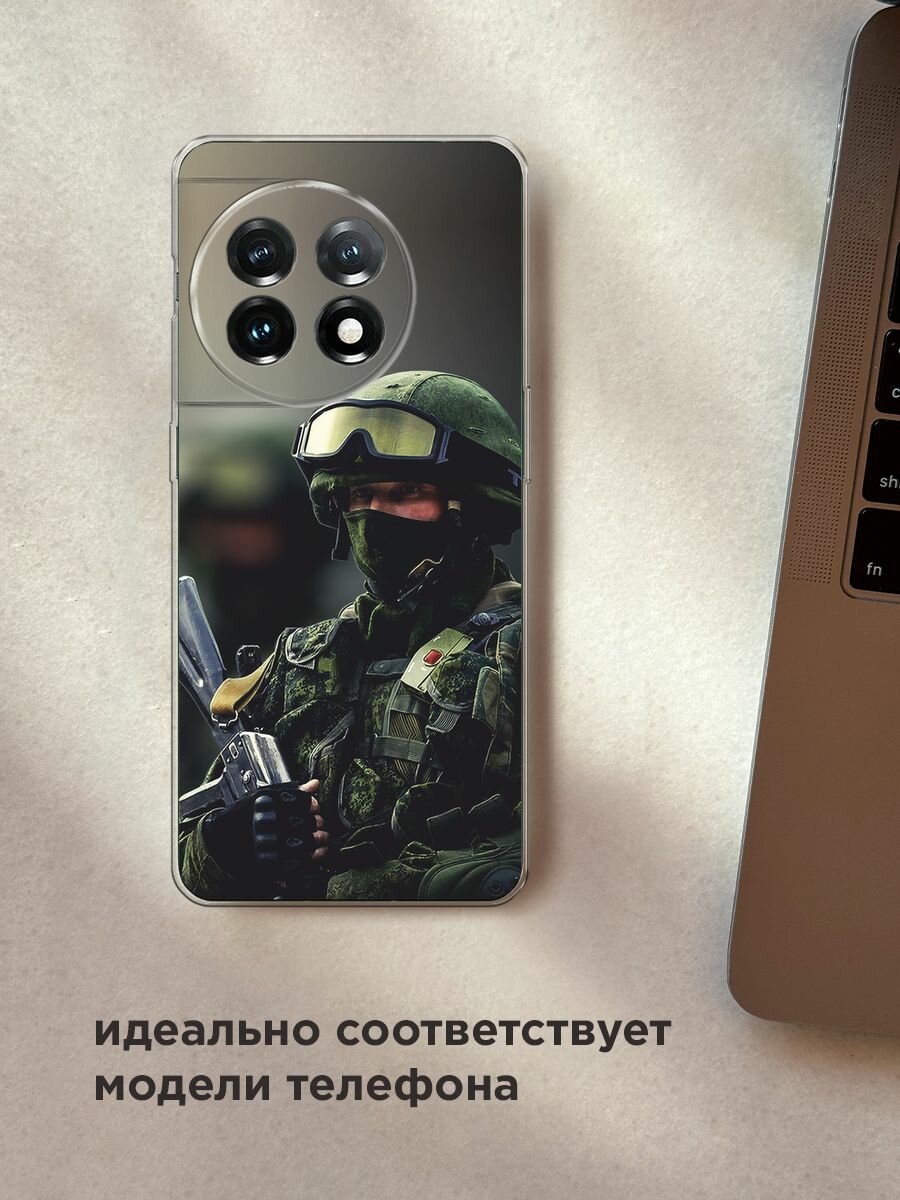 Силиконовый чехол на OnePlus 11 / Ван Плас 11 с принтом "Солдат" — фото 1