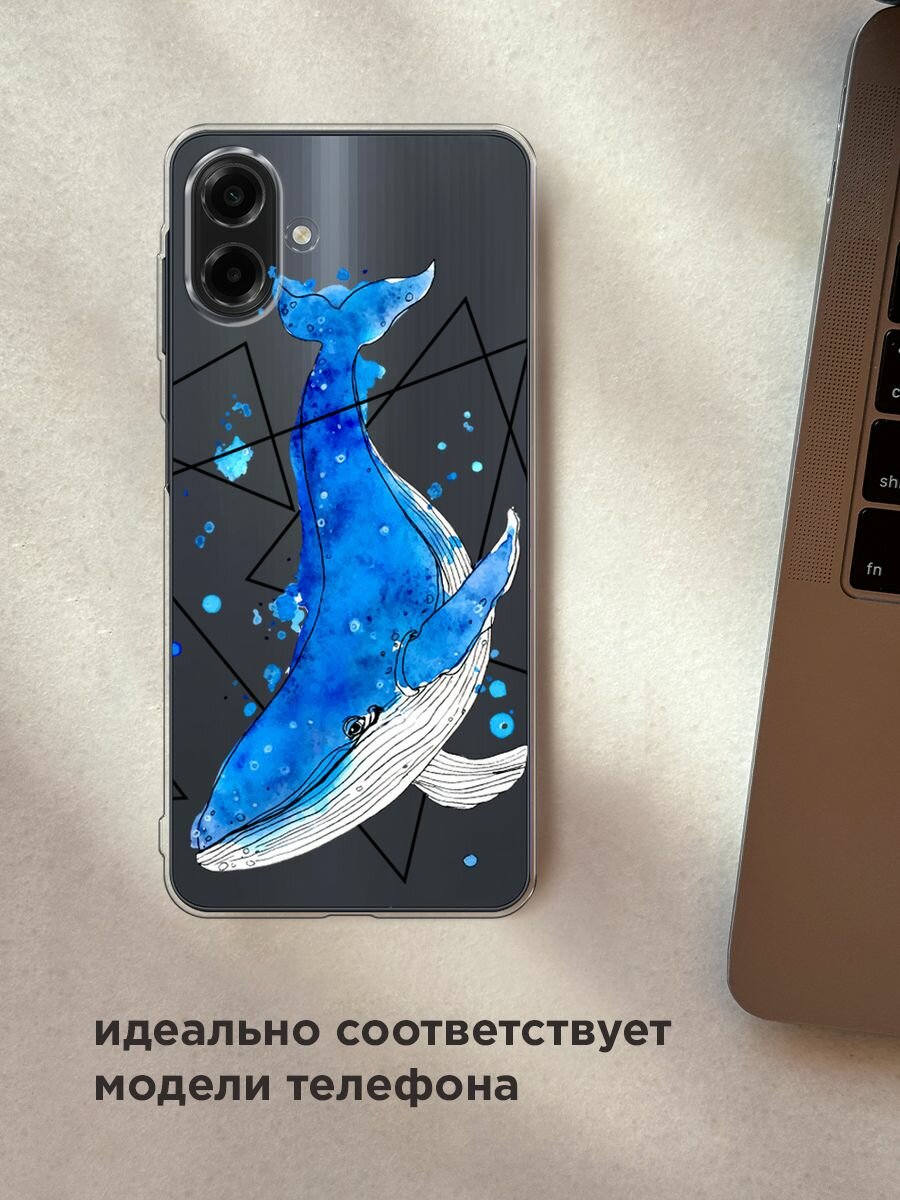 Чехол на Samsung Galaxy A07/A08 / Самсунг А07/А08 с принтом "Кит графика", прозрачный — фото 1