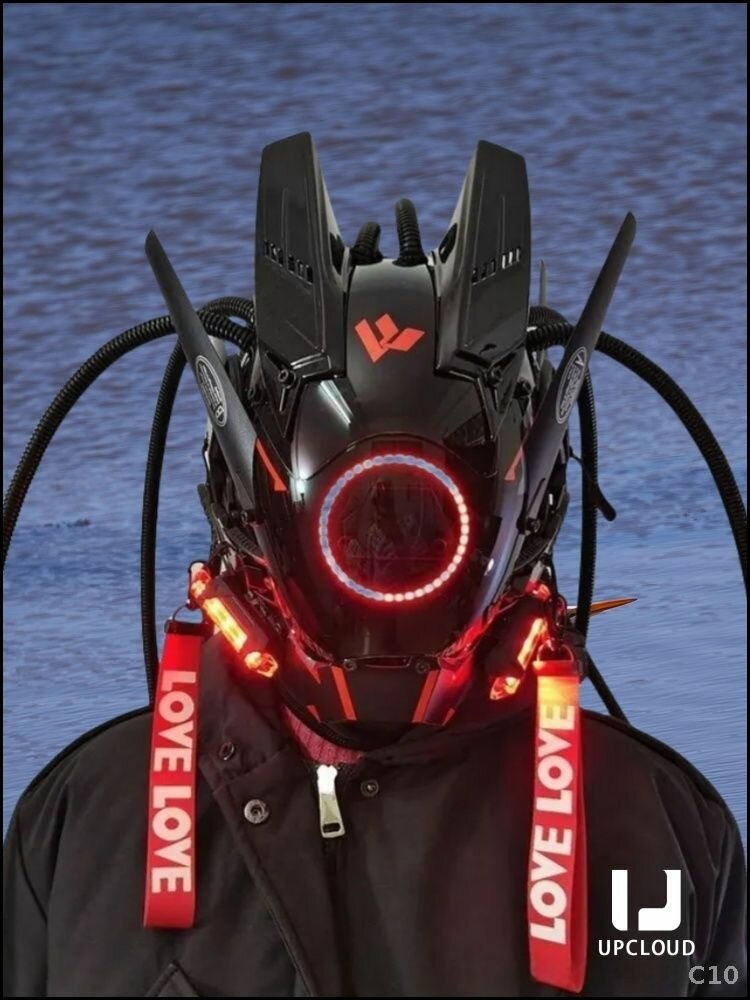 Маска в стиле киберпанк/светодиодная подсветка/UPCLOUD-металлические грязные косички