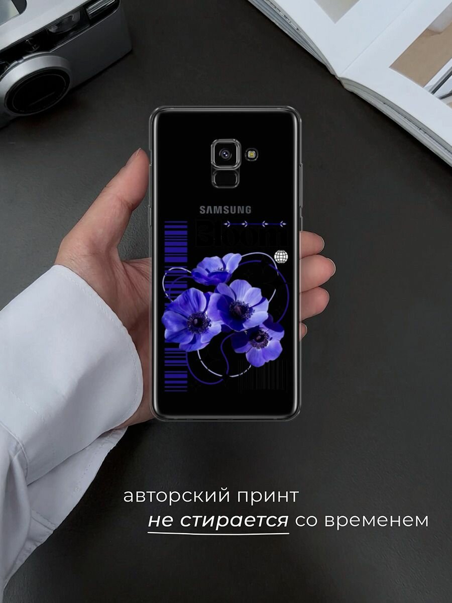Чехол на Samsung Galaxy A8 + / Самсунг Галакси А8 Плюс 2018 с принтом "Завораживающие анемоны", прозрачный — фото 1