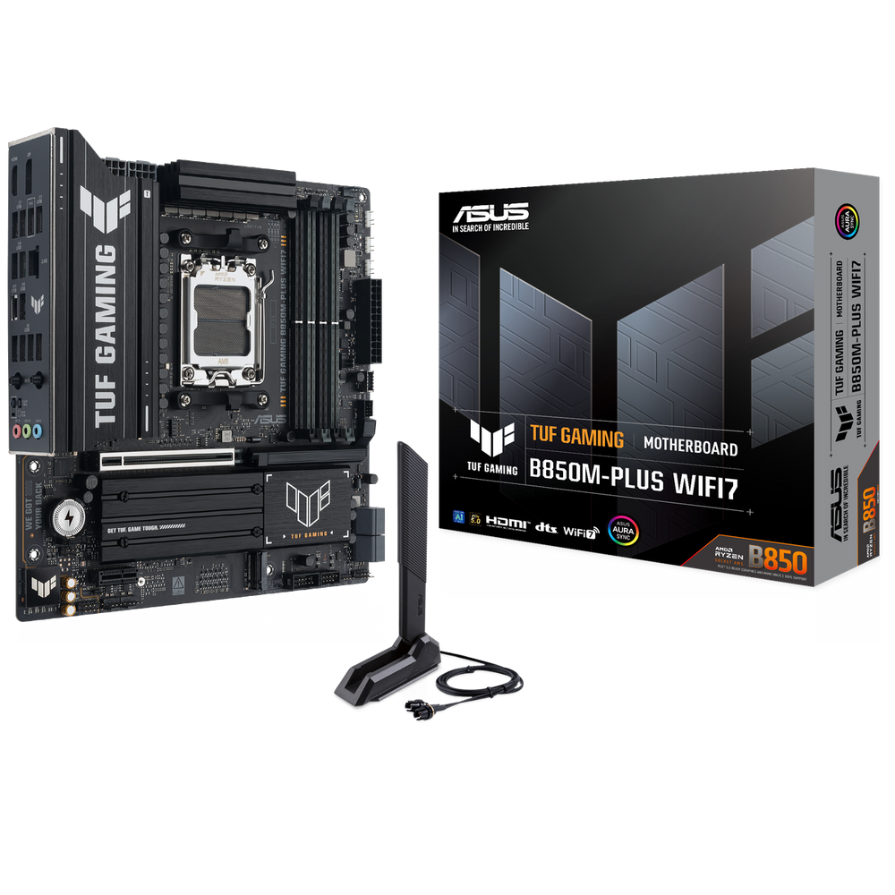 Материнская плата ASUS TUF GAMING B850M-PLUS WIFI7 AM5 mATX 4xDDR5 PCIEx16 PCIEx1 3xM.2 USB-C DP HDMI 2.5GLAN WiFi 7