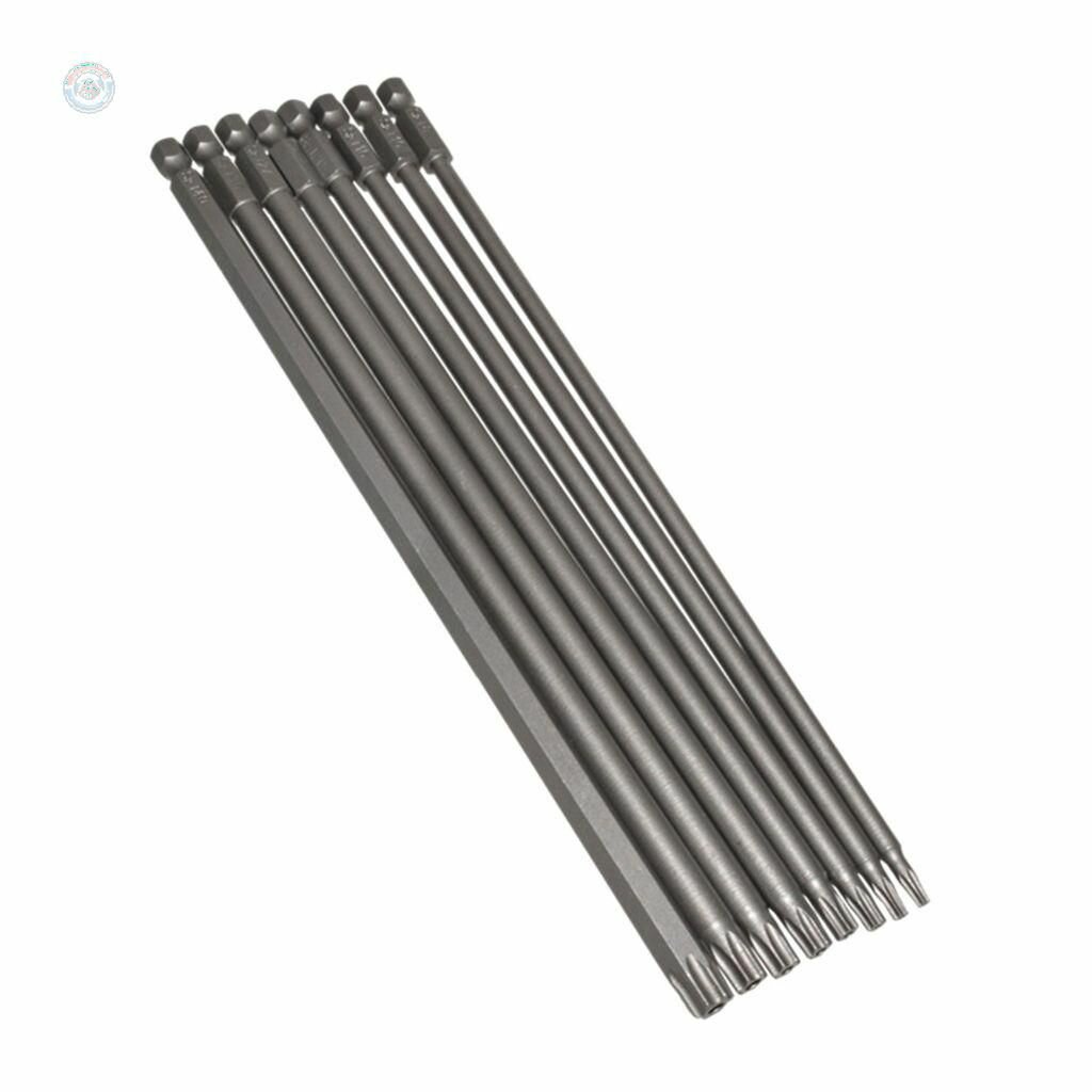 Набор длинных бит Torx 200 мм, 8 предметов T8-T40, магнитные насадки для шуруповерта, прочная легированная сталь, антикоррозийное покрытие, универсальный комплект для дома и гаража