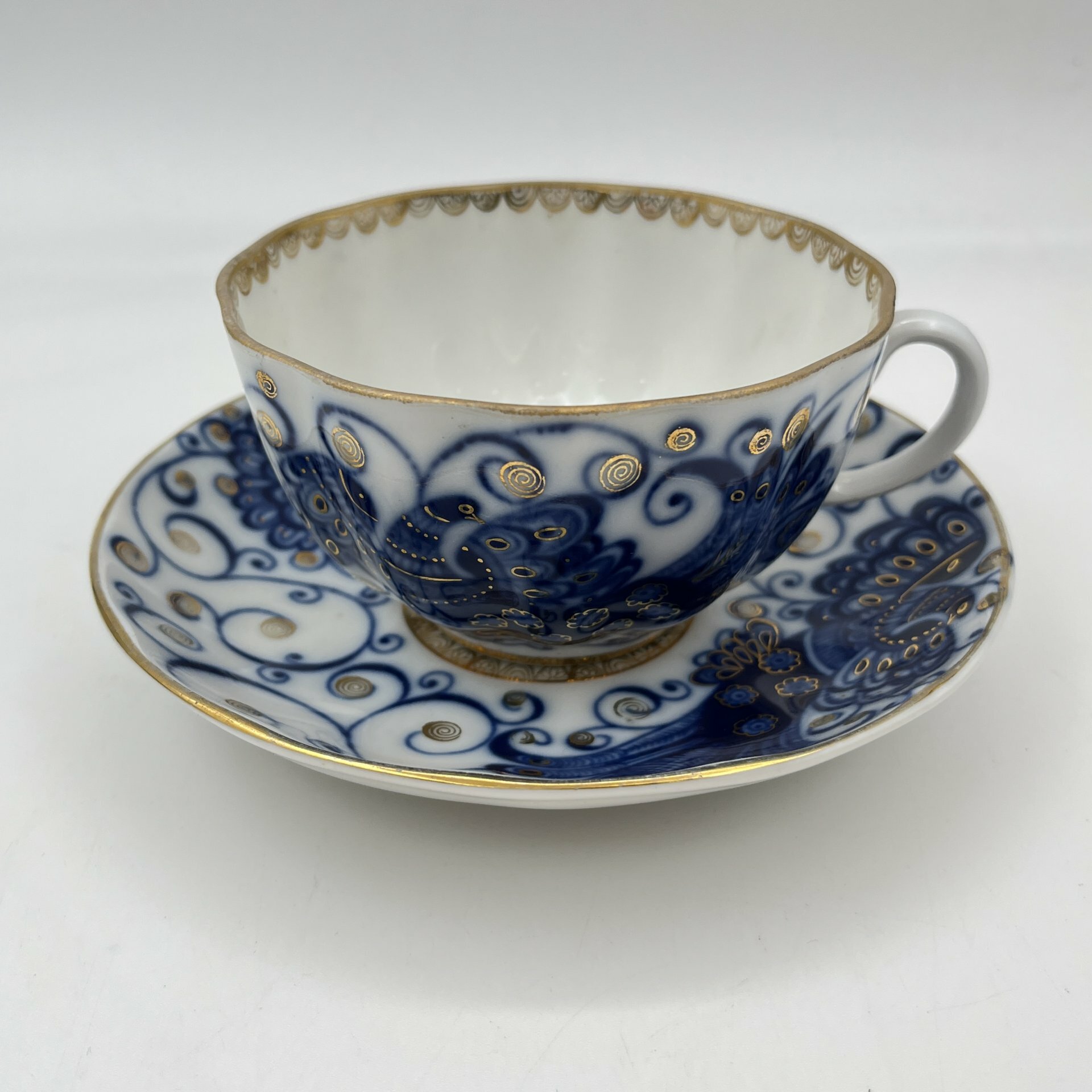 Пара чайная "Кобальтовое кружево", автор росписи Славина Н. П, форма "Тюльпан"