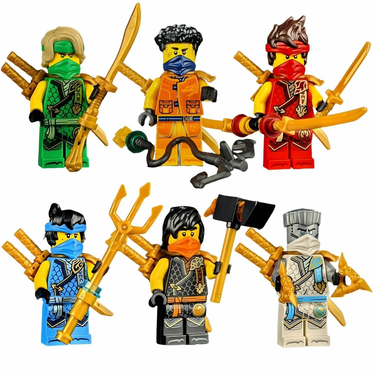 Набор минифигурки фигурки Ниндзяго ( Phantom Ninja)/Tournament of Sources , Zane, Cole, Kai Smith , Lloyd. совместимы с легo конструкторами /6шт (4.5cm пакет)/ Ninjago : Masters of Spinjitzu