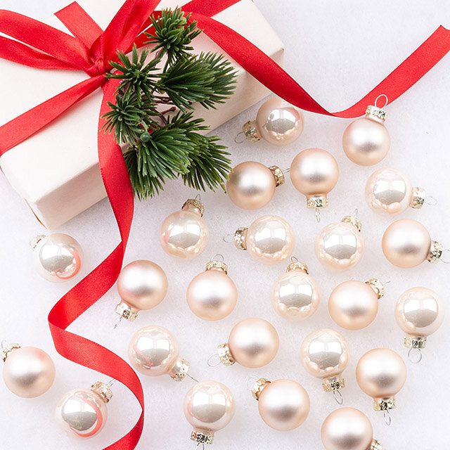 Набор стеклянных шаров 2.5 см перламутровый mix, 24 шт, Winter Deco, 010202