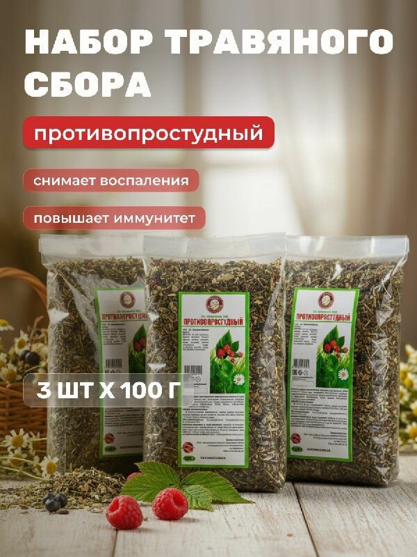 Фиточай Противопростудный №2 с малиной и мятой, 3 шт х 100 г