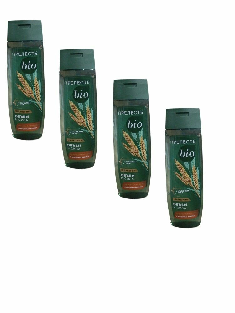 Шампунь для волос, Прелесть Био, Объем и сила, с протеинами Пшеницы, 400 мл, 4шт