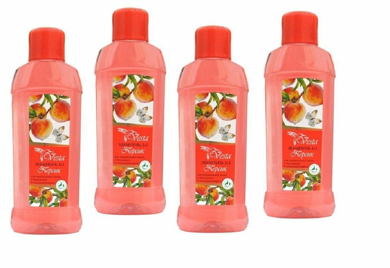 Шампунь для нормальных волос 2в1 Vesta Персик 1000 мл, 4шт.