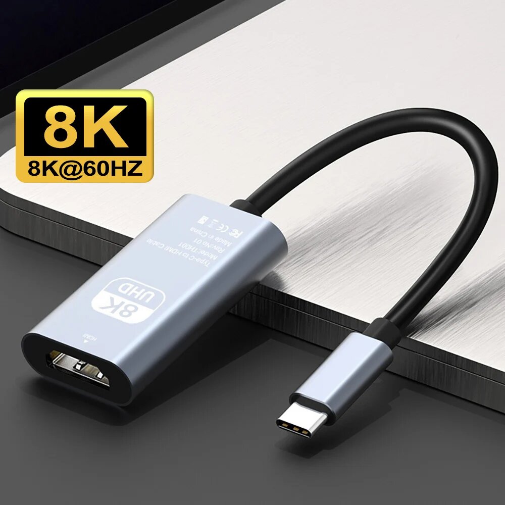 FSU Type C USB C — HDMI-совместимый гнездовой адаптер 8K, 4K, совместимый с iPhone 16/15 Pro/Max MacBook Pro/Air iPad iMac и другими