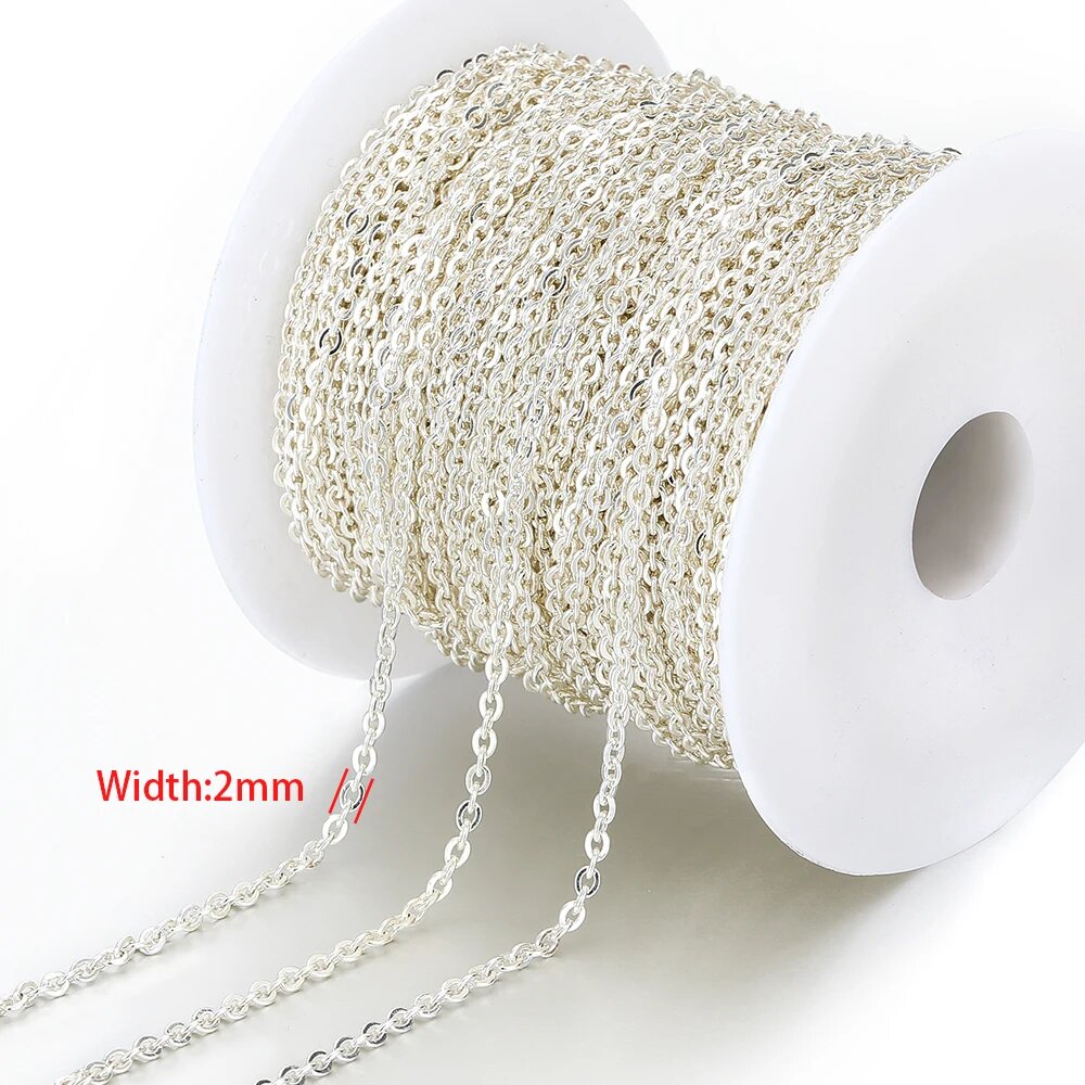 Кубинские цепи Yovtor из нержавеющей стали 2 м Белый, Silver color 2mm