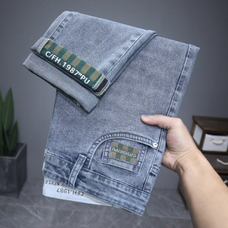 Слим тапер джинсы Rong Тонкие джинсы мужские корейский стиль модные девятидлинные эластичные узкие, Размер_31