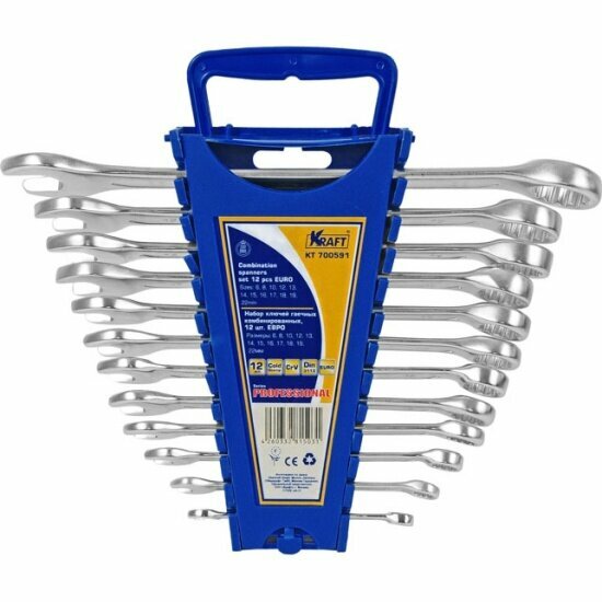 Набор комбинированных ключей Kraft KT 700591, 12 предметов