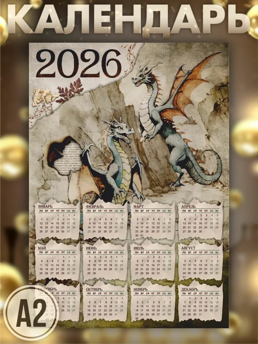 Календарь 2026 настенный Дракон Dragon