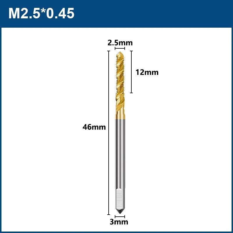 Стальной метчик из быстрорежущей стали M2-M18, спиральная дрель с титановым покрытием, набор метчиков с метрической резьбой, сверла для метчиков из быстрорежущей стали, ручные инструменты