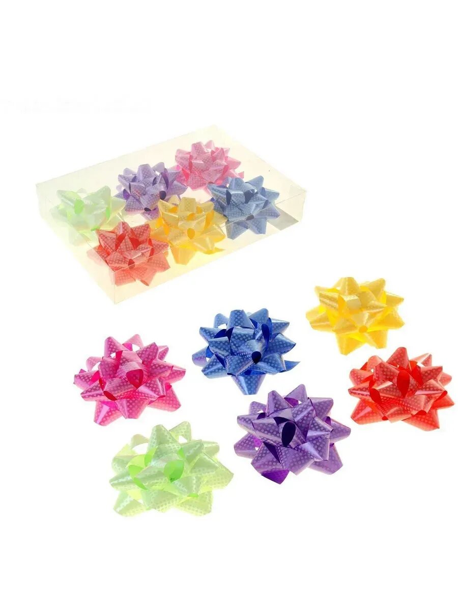 Бант-звезда №10,2 (набор 6 Шт) горох, цвета ассорти