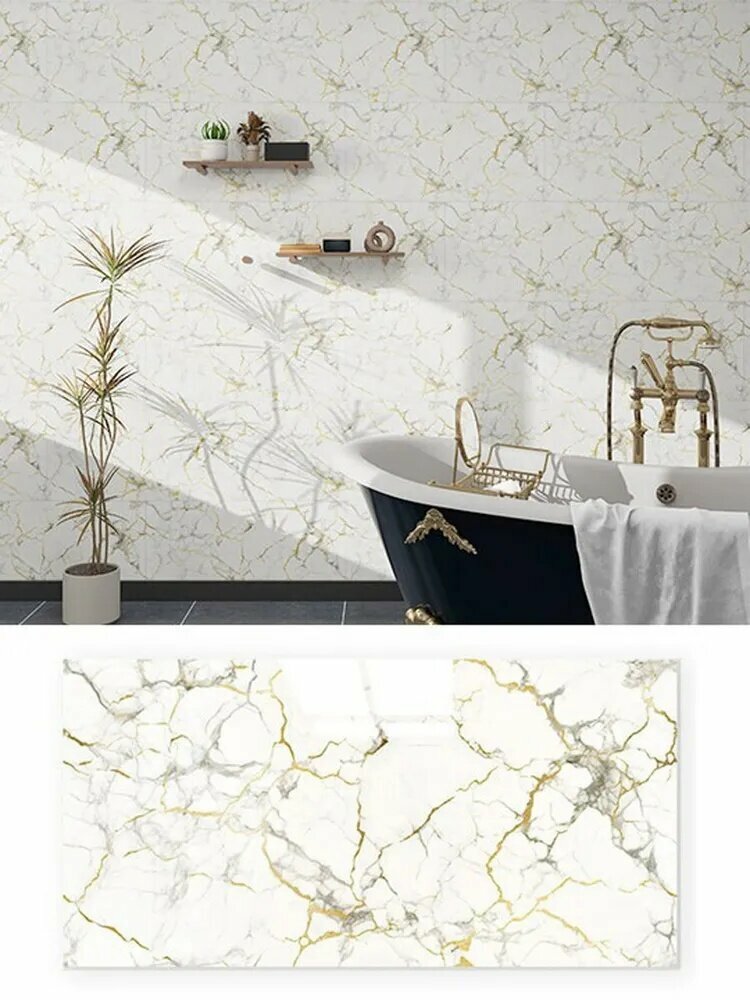 Самоклеящиеся стеновые панели с мраморным узором, ПВХ панель 60х30 см, огнестойкие водостойкие и быстрый монтаж, для кухни, ванной, гостиные, спальни, акцентных стен