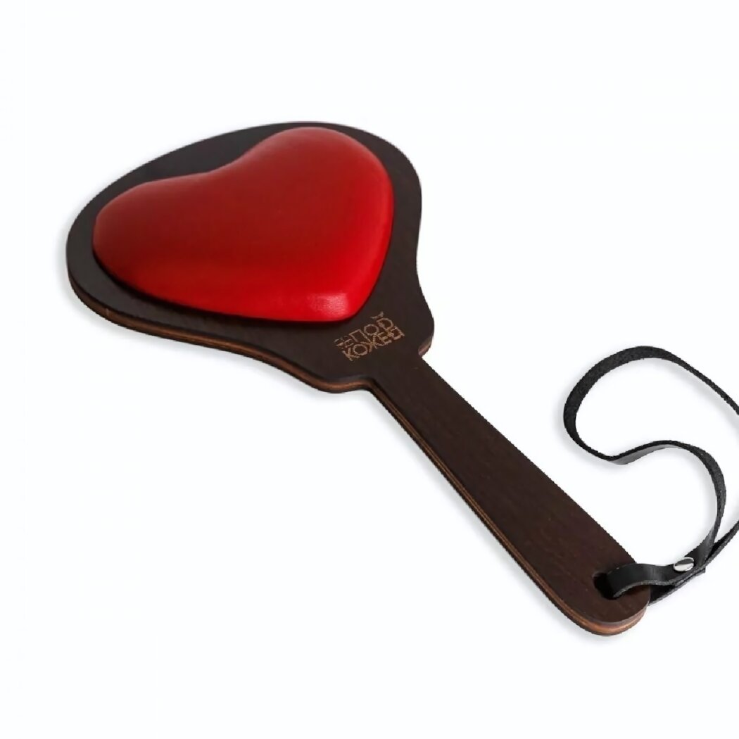 Паддл «Сердце» из натуральной кожи и дерева венге, 33 см, эргономичная ручка