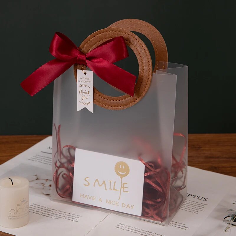 Подарочные пакеты-тоуты из искусственной кожи, 8x16x18.5cm, Бордовый