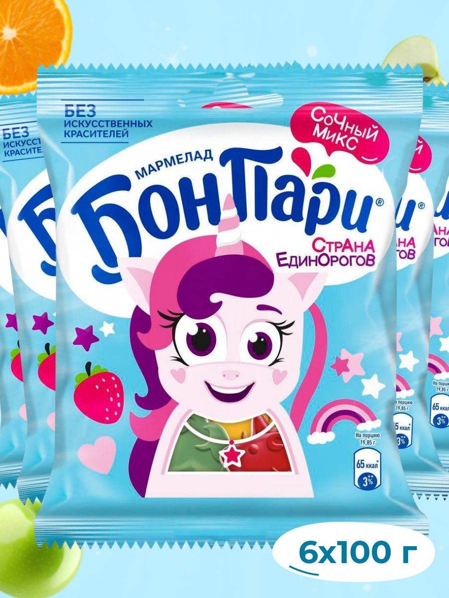 Мармелад Бонпари жевательный Страна единоргов 6 шт по 100 г