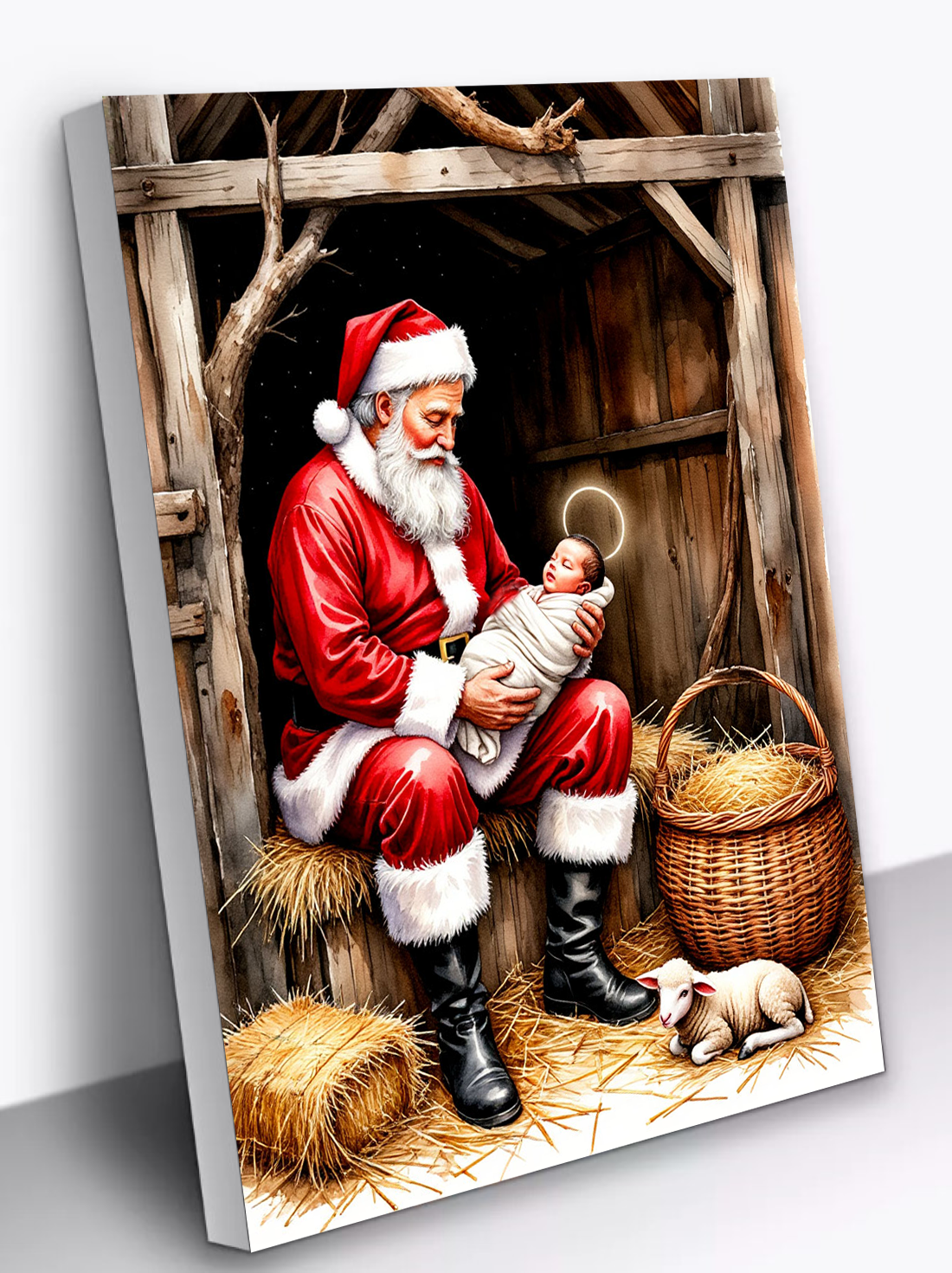 Картина по номерам "Санта и Иисус" 40х50 см, хлопковый холст на подрамнике, акрил, Hobby Home